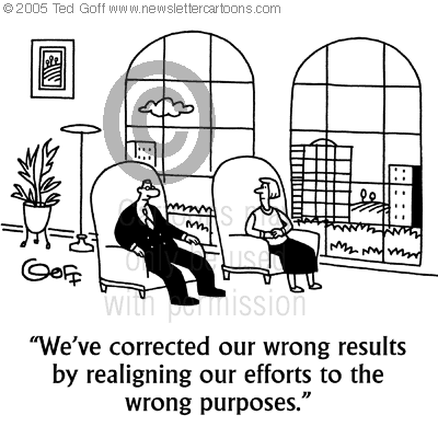 Management Cartoon # 5145: We've corrected our wrong results by ...